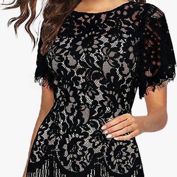 Mslg Dresses Nwt Mslg Aline Black White Floral Lace Cocktail Dress